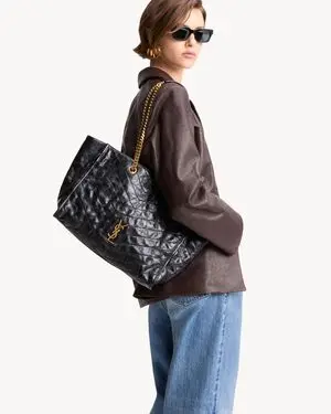 Saint Laurent Niki Shopping Bag In Vintage Leather - Black