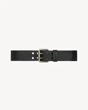 Saint Laurent Leather Motorcycle Belt - Black