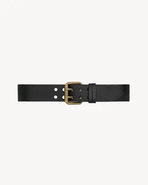 Saint Laurent Wide Motorcycle Belt In Leather - Black
