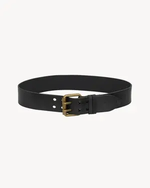 Saint Laurent Wide Motorcycle Belt In Leather - Black