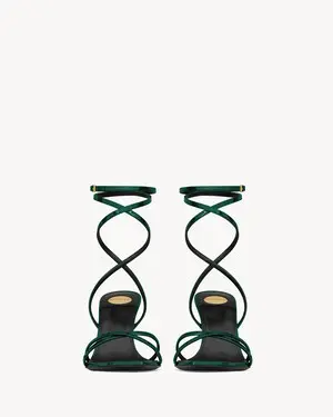 Saint Laurent Opyum Patent Leather Sandals With Cassandre Heel - Vert Emerald