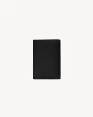 Saint Laurent Cassandre Passport Holder In Grain De Poudre Leather - Black