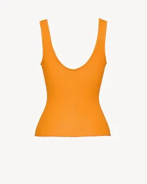 Saint Laurent Cassandre Tank Top In Ribbed Silk Jersey - Curcuma