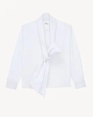 Saint Laurent Lavallière Shirt In Cotton Poplin - Blanc