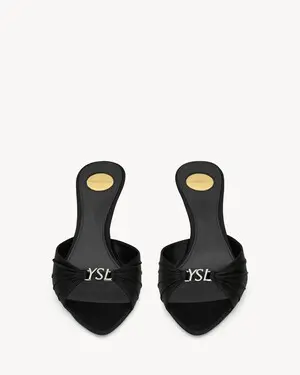 Saint Laurent Jerry Mules In Satin Crepe And Rhinestones