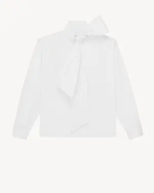 Saint Laurent Lavallière Shirt In Cotton Poplin - Blanc