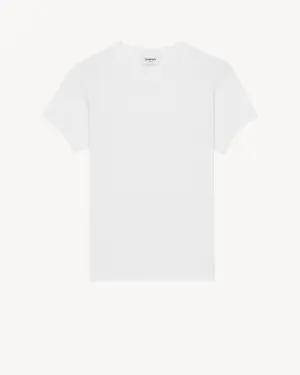 Saint Laurent Cassandre T-shirt In Ribbed Cotton