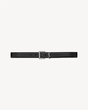 Saint Laurent Cassandre Belt In Smooth Leather - Black
