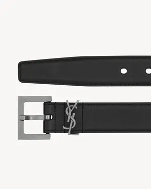 Saint Laurent Cassandre Belt In Smooth Leather - Black