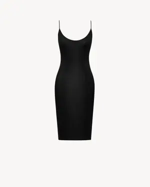 Saint Laurent Cassandre Open-back Ribbed Knit Dress