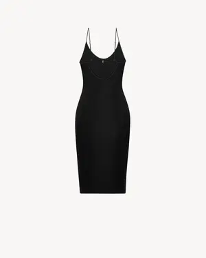 Saint Laurent Cassandre Open-back Ribbed Knit Dress