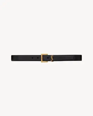 Saint Laurent Cassandre Belt In Smooth Leather - Black