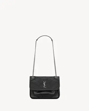 Saint Laurent Niki Baby Bag In Vintage Leather With Cassandre And Chevron Quilting - Black