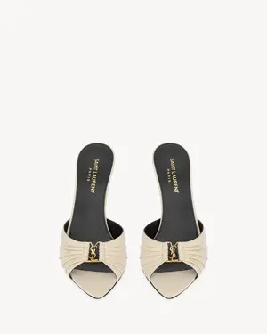 Saint Laurent Babylone Mules In Smooth Leather - White