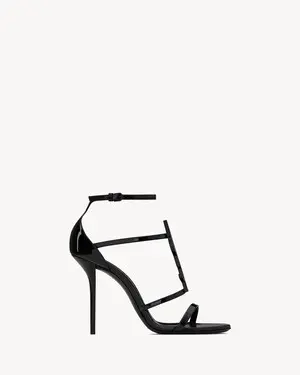 Saint Laurent Cassandra Sandals In Patent Leather - Black