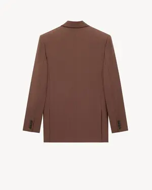 Saint Laurent Double-breasted Wool Gabardine Jacket - Brun