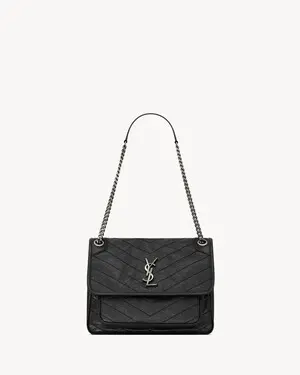 Saint Laurent Niki Medium Bag In Vintage Leather - Black