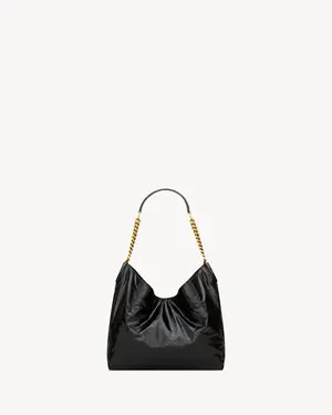 Saint Laurent Hortense Small Hobo Bag In Shiny Leather