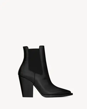Saint Laurent Theo Chelsea Booties In Smooth Leather - Black