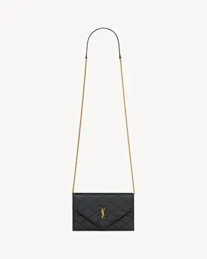 Saint Laurent Chain Wallet In Grain De Poudre Leather - Black