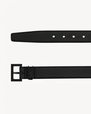 Saint Laurent Cassandre Belt In Smooth Leather - Black