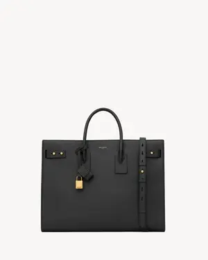 Saint Laurent Sac De Jour Thin Large Grained Leather Bag - Black