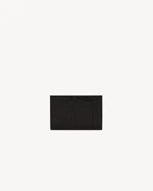 Saint Laurent One Sizeptown Flap Card Case In Crocodile-embossed Shiny Leather - Black