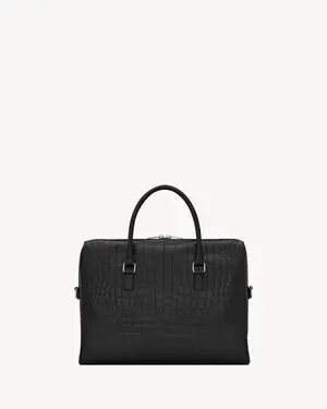 Saint Laurent Duffle Briefcase Bag In Crocodile-embossed Matte Leather