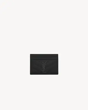 Saint Laurent Cassandre Matelassé Card Case In Grain De Poudre Leather - Black