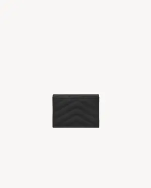 Saint Laurent Cassandre Matelassé Flap Card Case In Grain De Poudre Leather