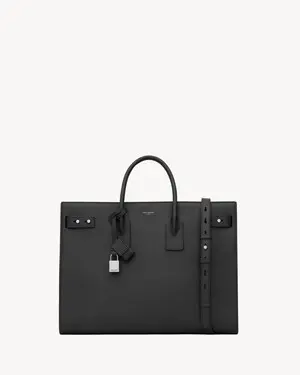Saint Laurent Sac De Jour Thin Large Grained Leather Bag - Black