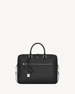 Saint Laurent Sac De Jour Briefcase In Grained Leather - Black