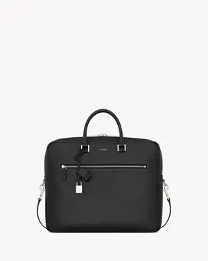 Saint Laurent Sac De Jour Large Briefcase In Grained Leather - Black