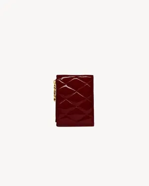 Saint Laurent Cassandre Bijou Bi-fold Wallet In Patent Leather - Grenade