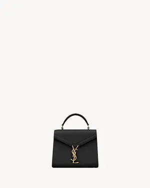 Saint Laurent Cassandra Mini Top Handle Bag In Grain De Poudre Embossed Leather - Black