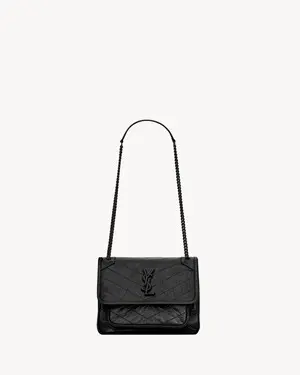 Saint Laurent Niki Baby Vintage Leather Flap Bag - Black