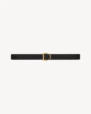 Saint Laurent Cassandre Belt In Grained Leather - Black