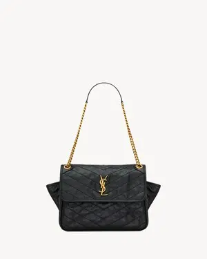 Saint Laurent Niki Tripouch Bag In Vintage Leather - Black