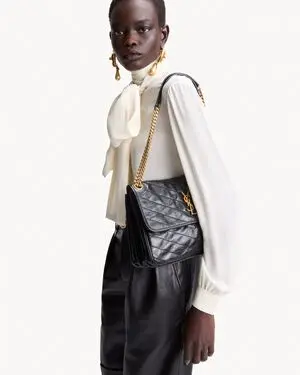 Saint Laurent Niki Tripouch Bag In Vintage Leather - Black