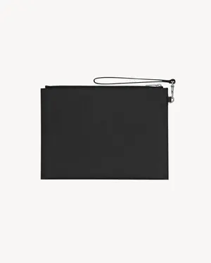 Saint Laurent Zipped Tablet Holder In Grain De Poudre Leather