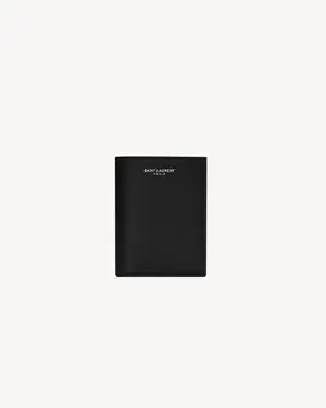Saint Laurent Paris Credit Card Wallet In Grain De Poudre Leather - Black