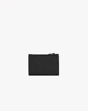 Saint Laurent Cassandre Matelassé Fragments Bi-fold Wallet In Grain De Poudre Leather - Black