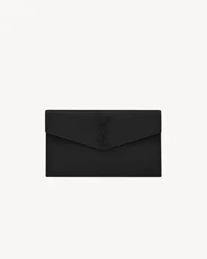 Saint Laurent Grain De Poudre Leather Cassandre Pouch - Black