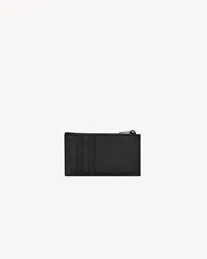 Saint Laurent Cassandre Matelassé Fragments Card Case In Grain De Poudre Leather - Black