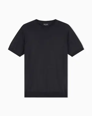 Giorgio Armani Slim-fit Silk And Cotton Knit Sweater - Black