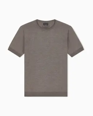 Giorgio Armani Slim-fit Silk And Cotton Knit Sweater - Brown