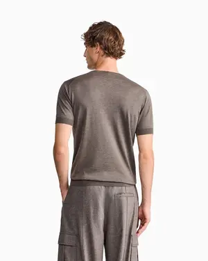 Giorgio Armani Slim-fit Silk And Cotton Knit Sweater - Brown