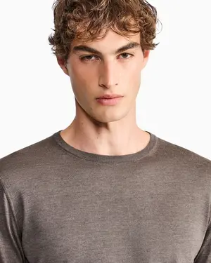 Giorgio Armani Slim-fit Silk And Cotton Knit Sweater - Brown