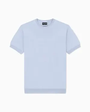 Giorgio Armani Slim-fit Silk And Cotton Knit Sweater - Light Blue
