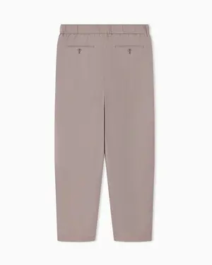 Giorgio Armani Regular Fit Trousers In Washed Silk Blend - Beige